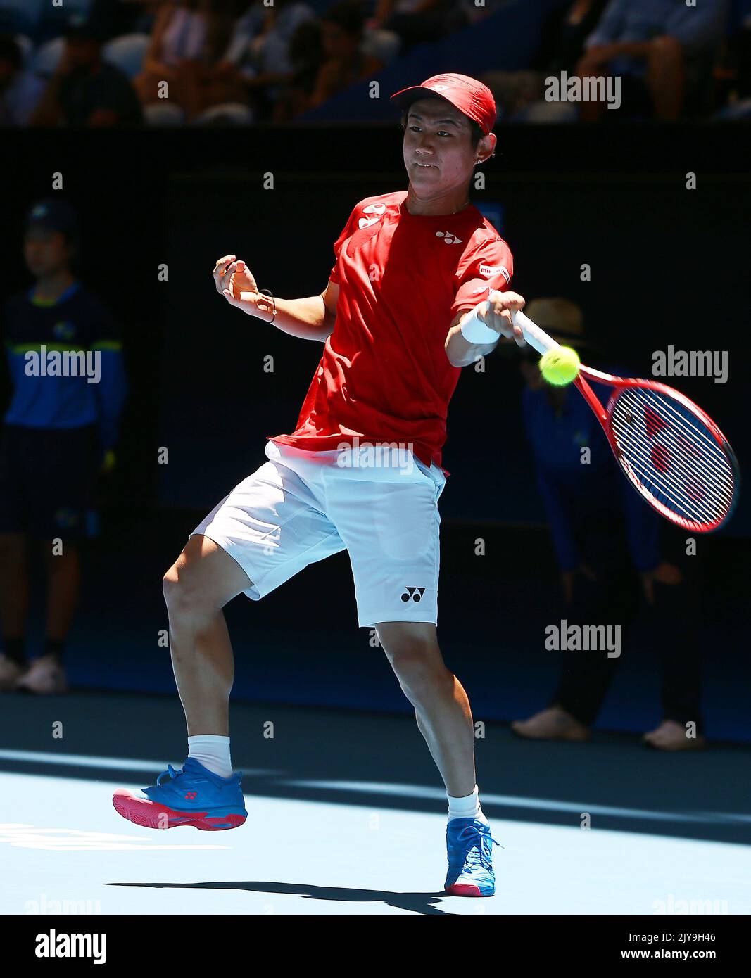 Yoshihito Nishioka of Japan in action during his game against Pablo ...