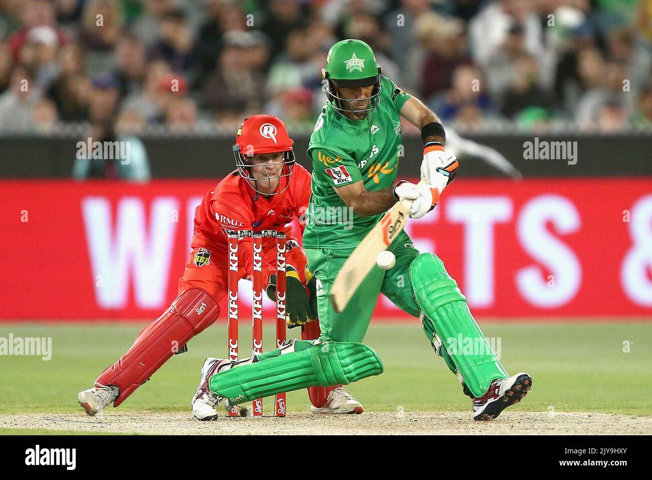 Glenn Maxwell of the Melbourne Stars plays a shot during the Big Bash ...