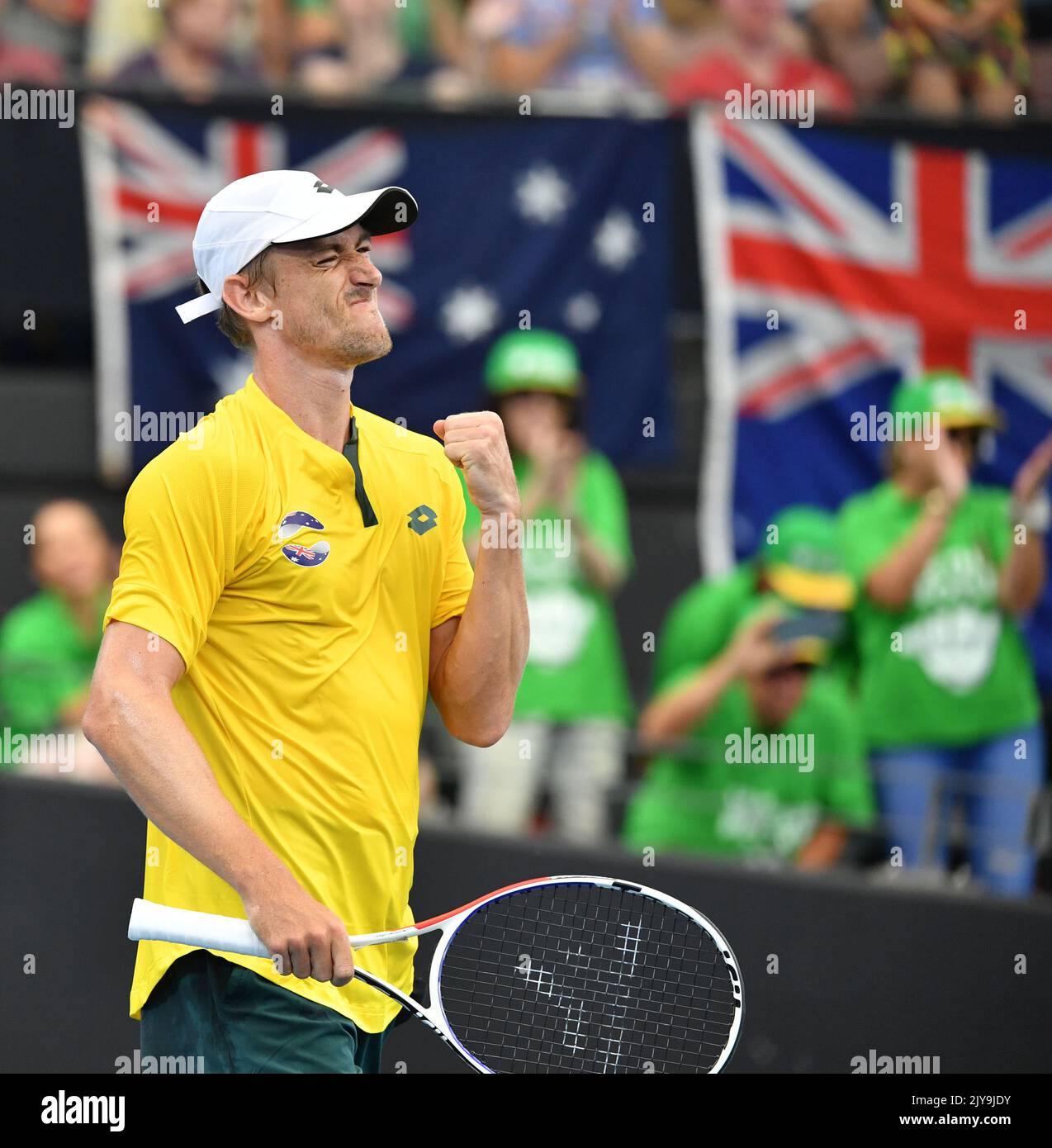 John Millman of Australia celebrates winning his match against Felix ...