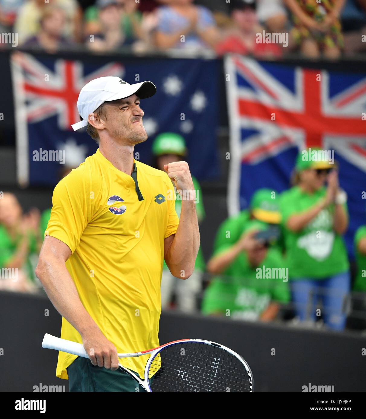 John Millman of Australia celebrates winning his match against Felix ...