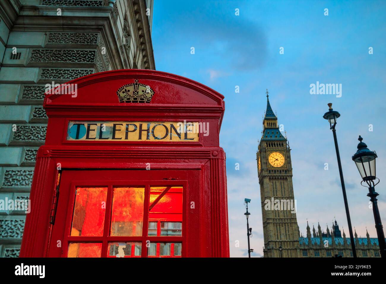 Red phone booth and Big Ben in London UK Stock Photo - Alamy