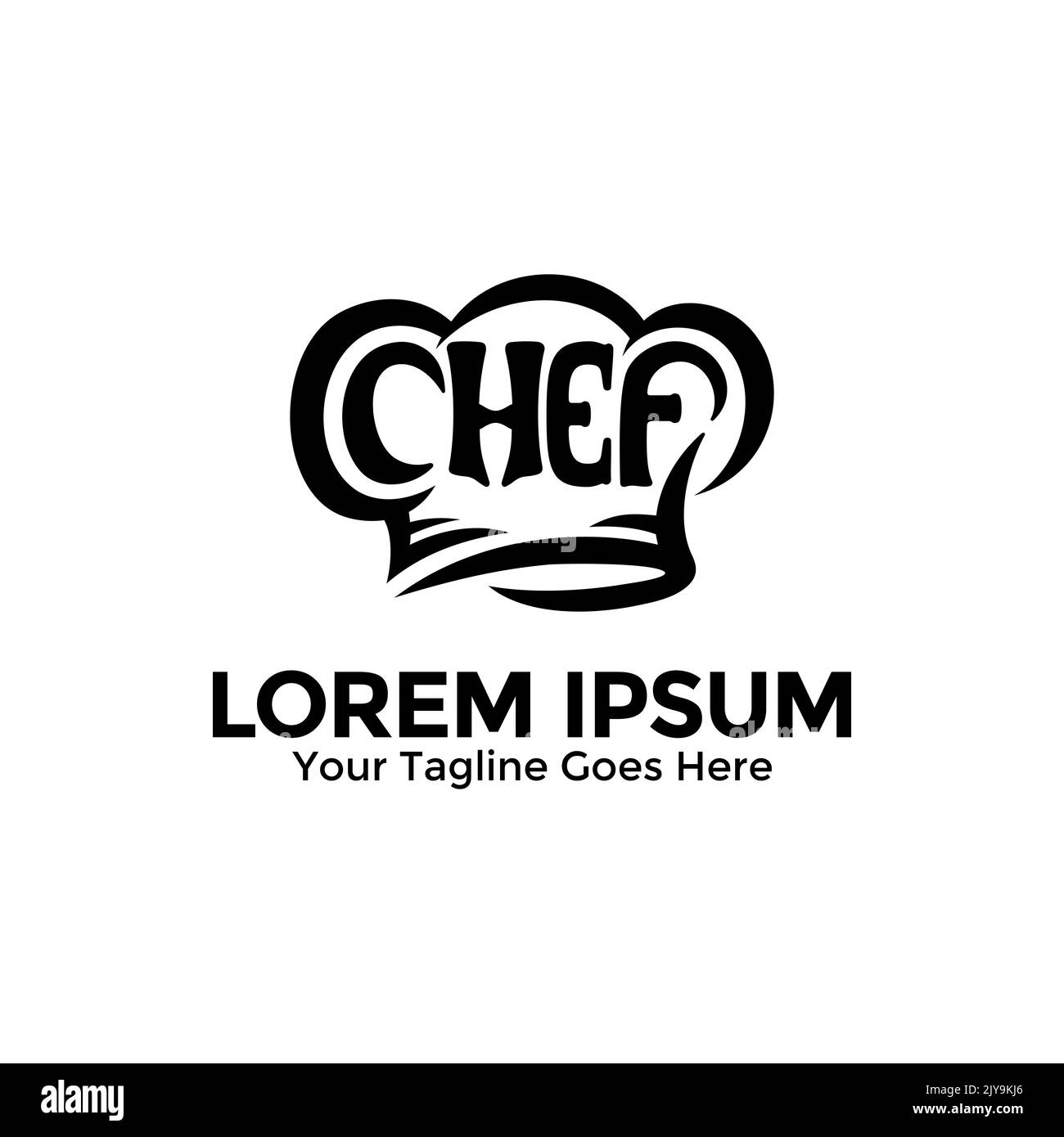 Chef lettering with chef hat logo vector. Chef typography, sketch style ...