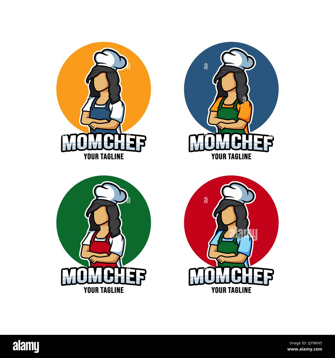 Mom chef cartoon character logo vector. Chef logo mascot illustration ...