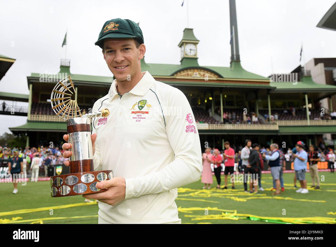 Australian captain Tim Paine poses for a photograph after their series ...