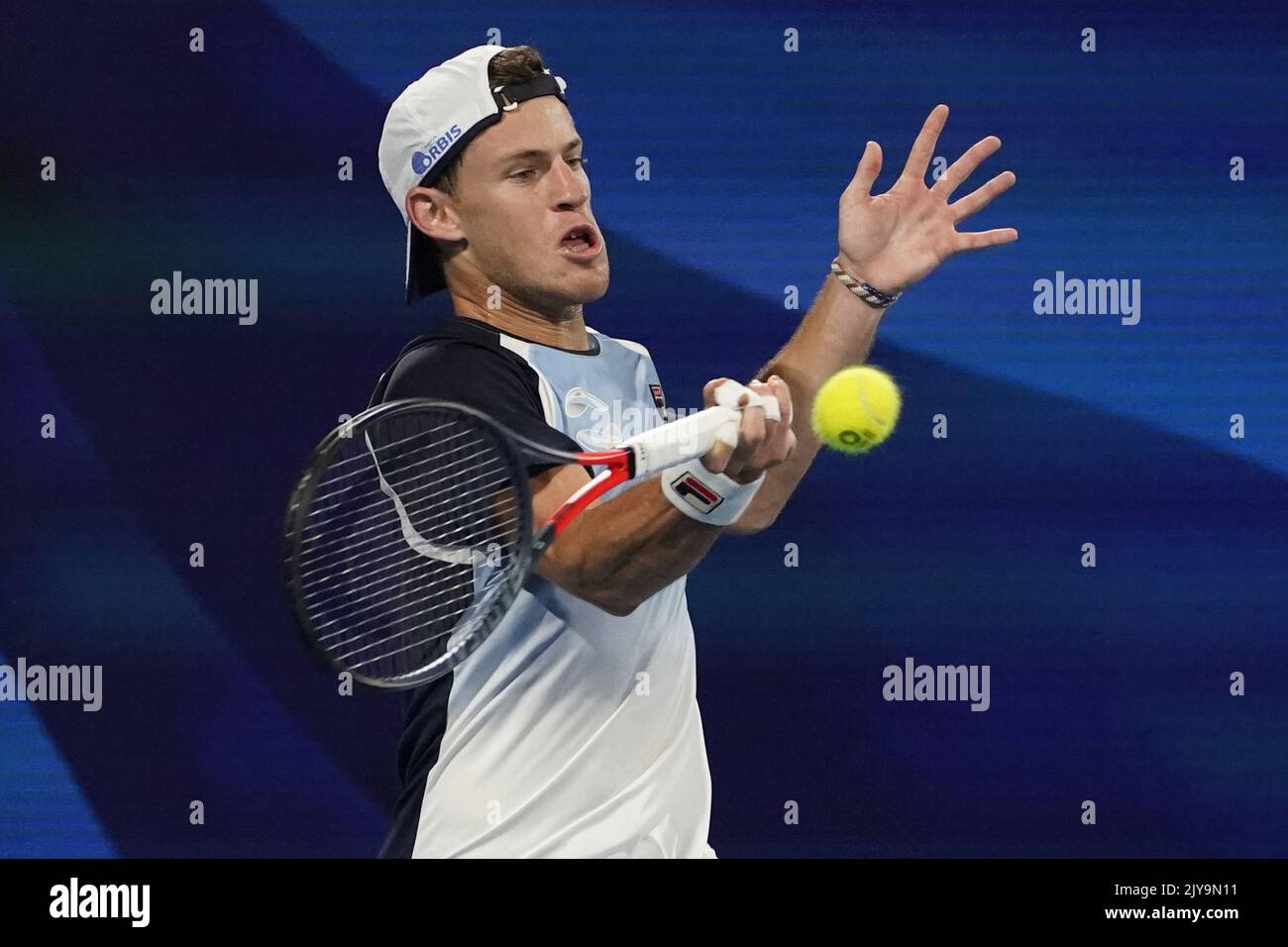 Diego Schwartzman of Argentina in action during his match against ...