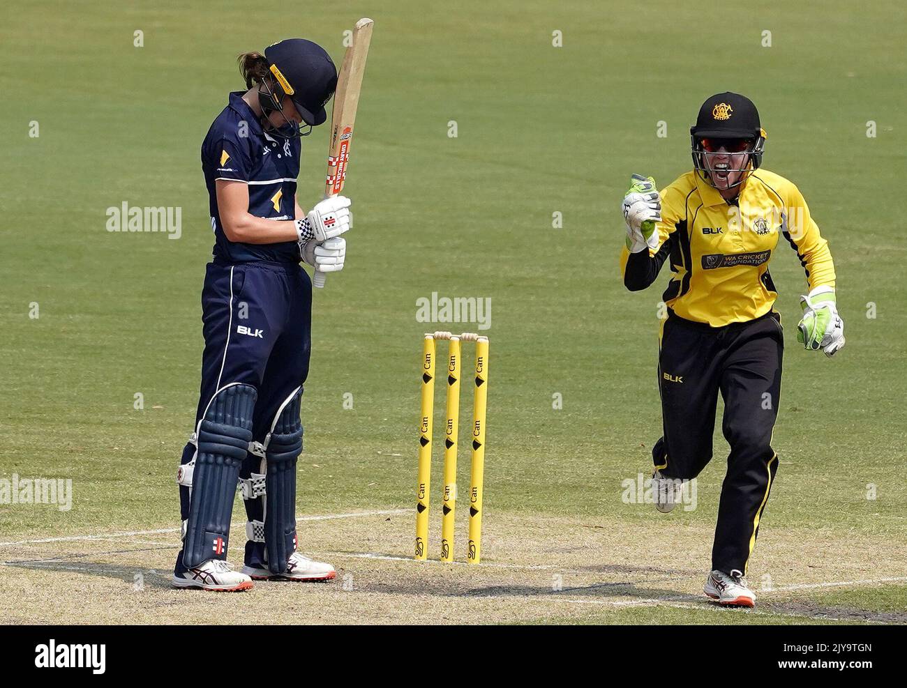 Megan Banting of Western Australia celebrates the wicket of Annabel ...
