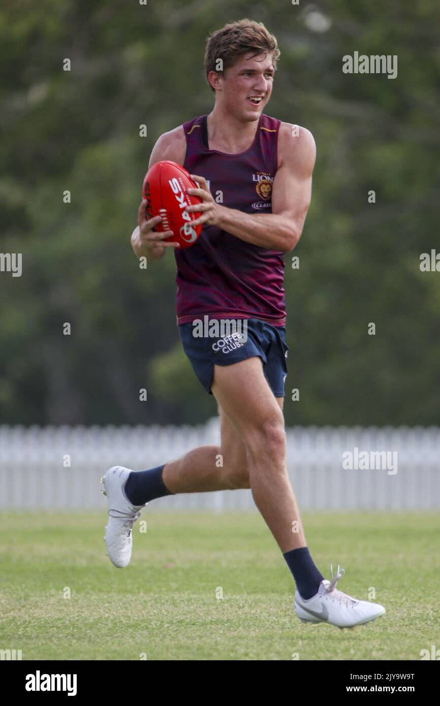Deven Robertson with the ball during a training session with the ...