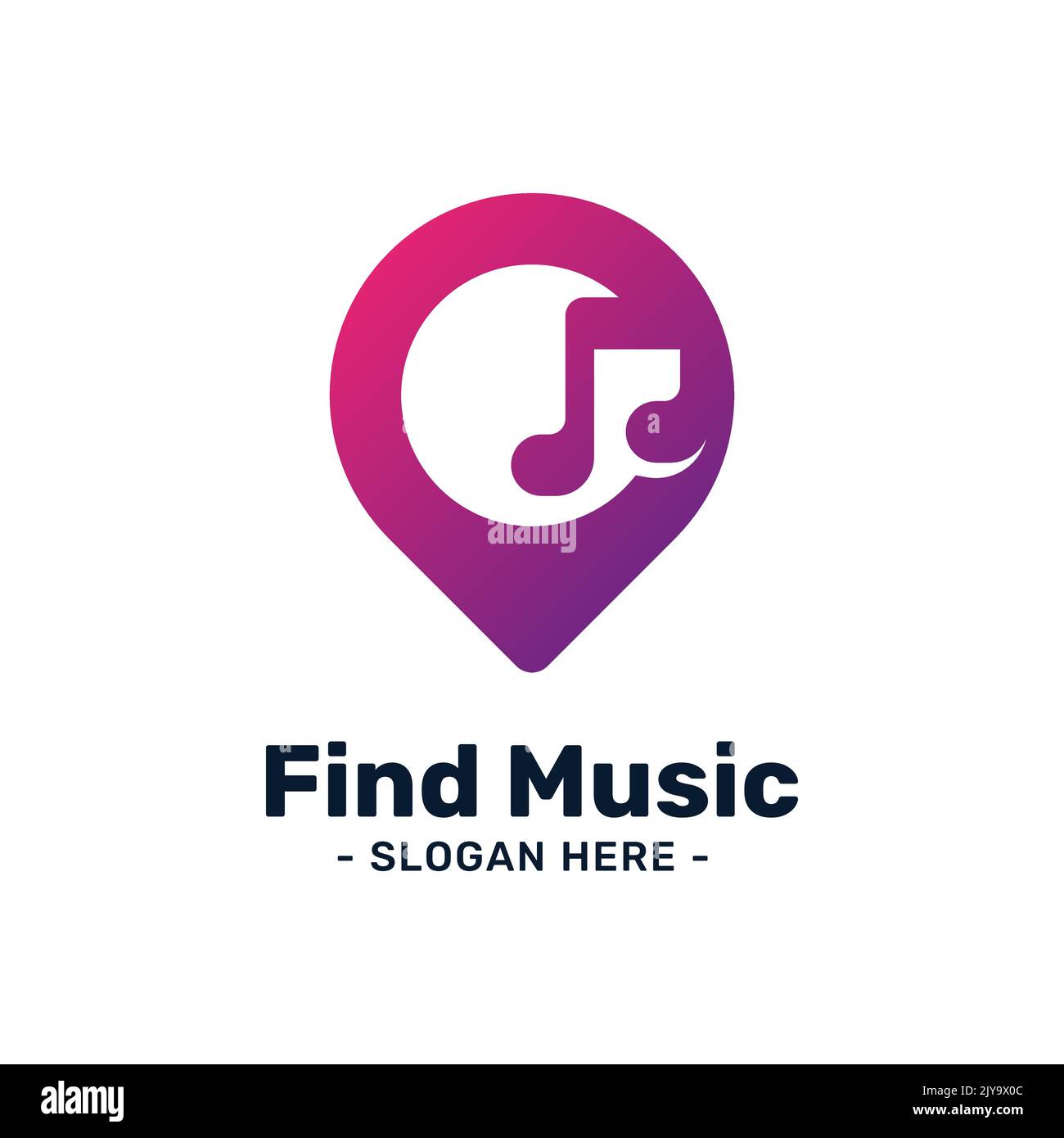 Find music logo design template. Musical icon with point location ...