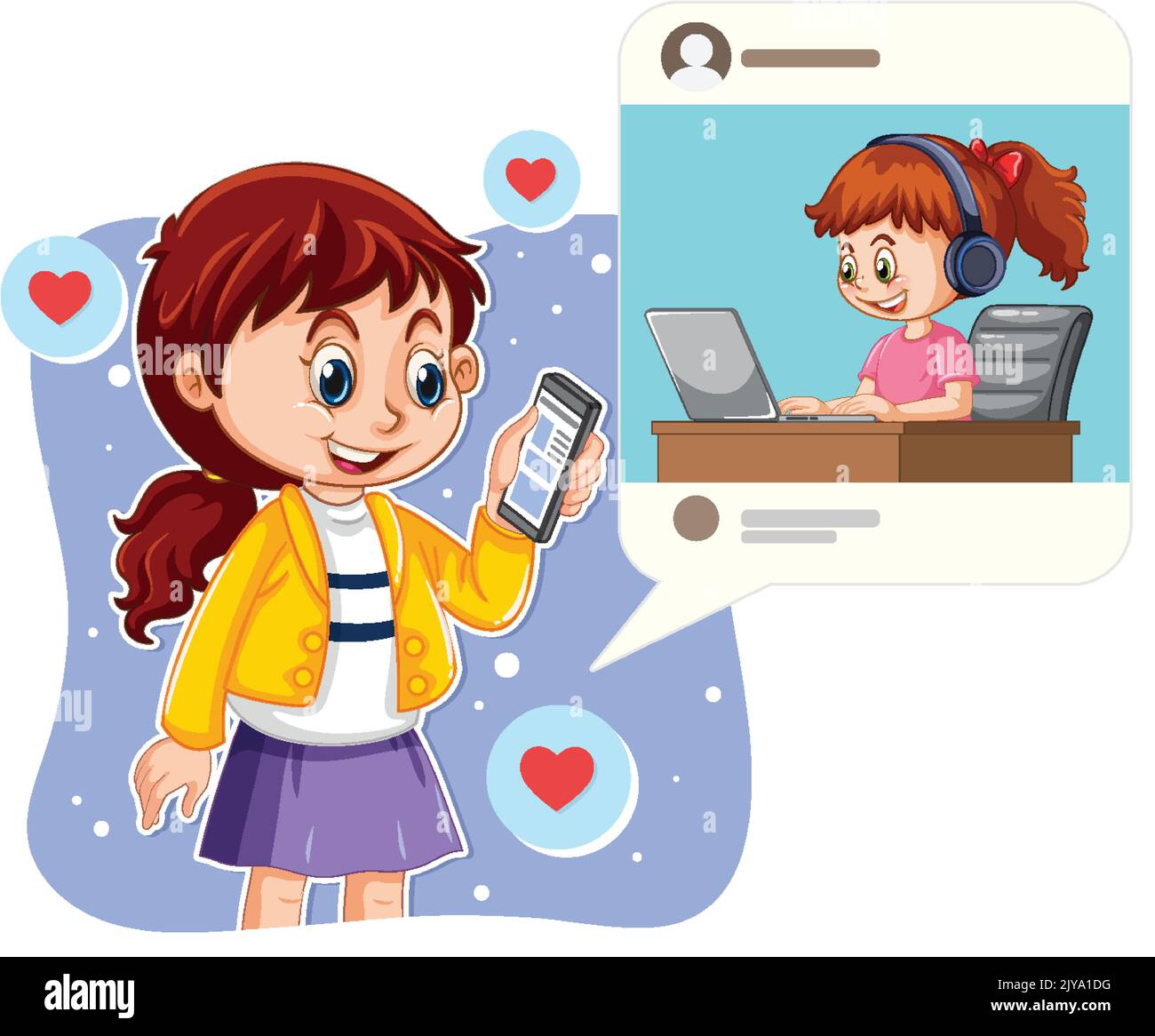 A girl browsing social media illustration Stock Vector Image & Art - Alamy