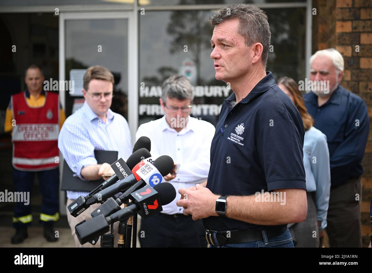 National Bushfire Recovery Agency chief Andrew Colvin speaks to the ...