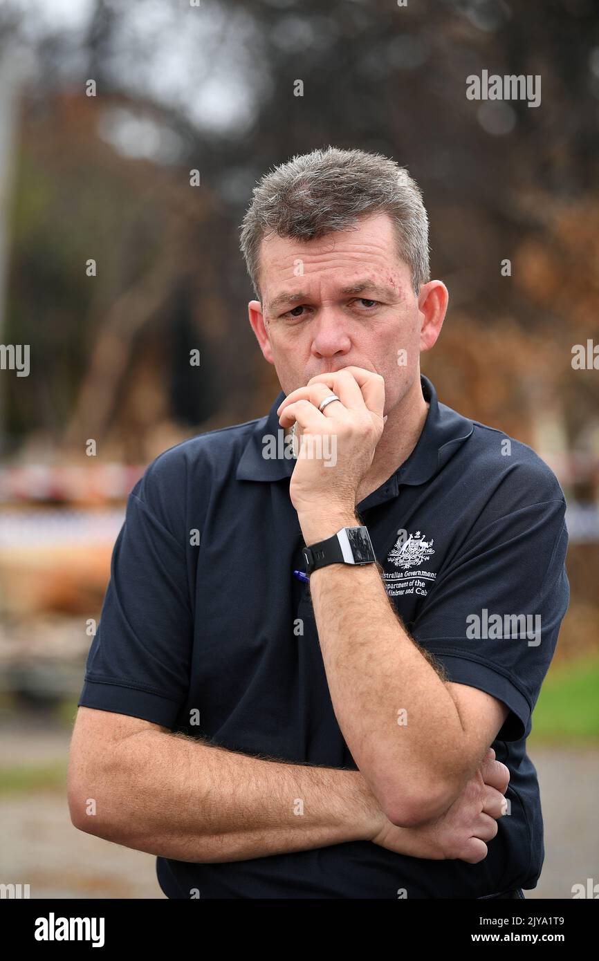 National Bushfire Recovery Agency chief Andrew Colvin speaks with ...