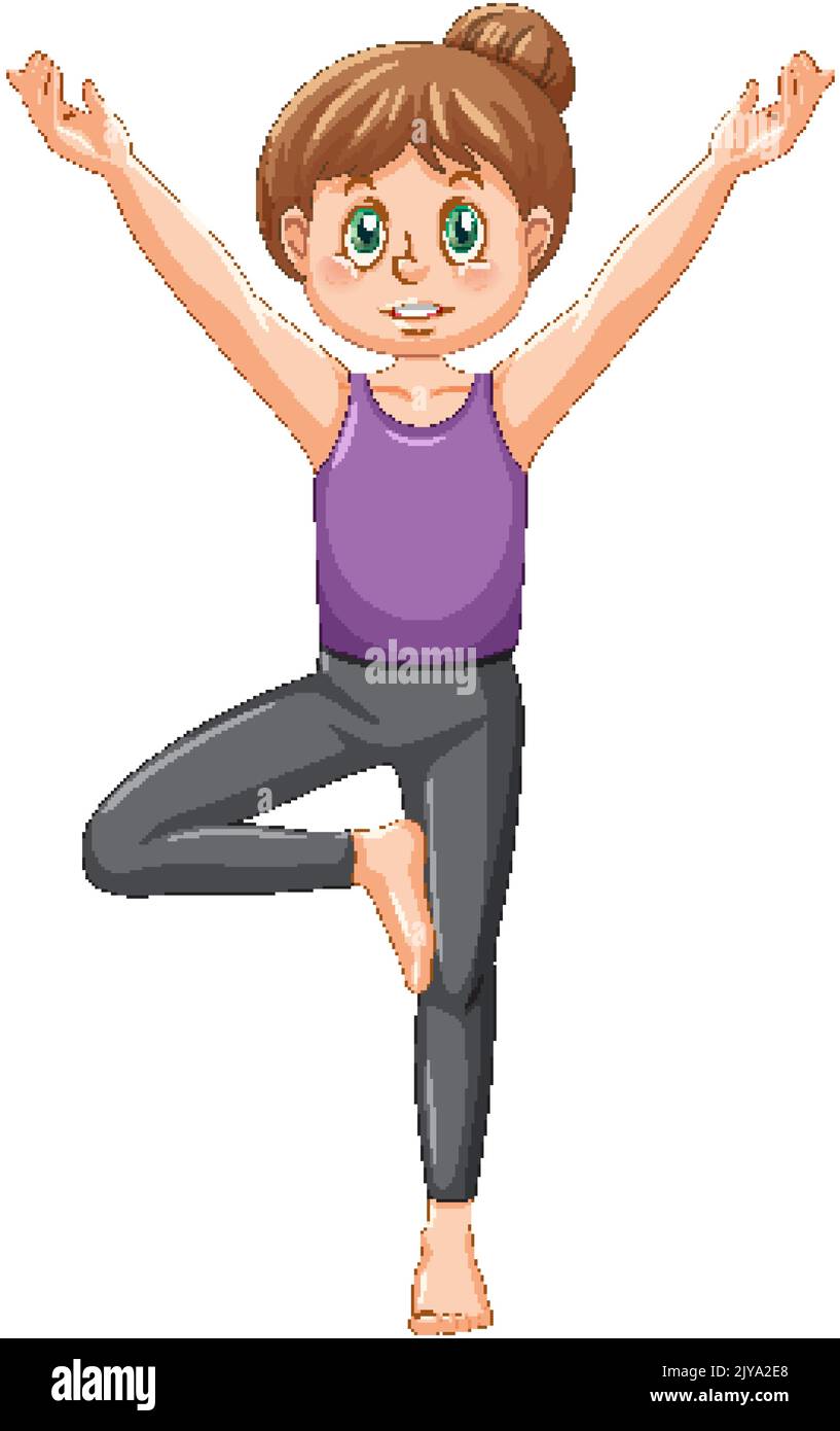A girl doing yoga cartoon character illustration Stock Vector Image ...