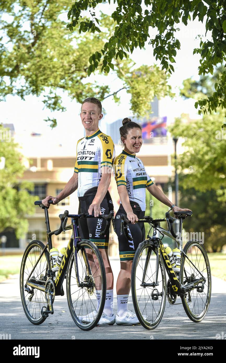 Australian road race champions Cameron Meyer and Amanda Spratt pose for ...