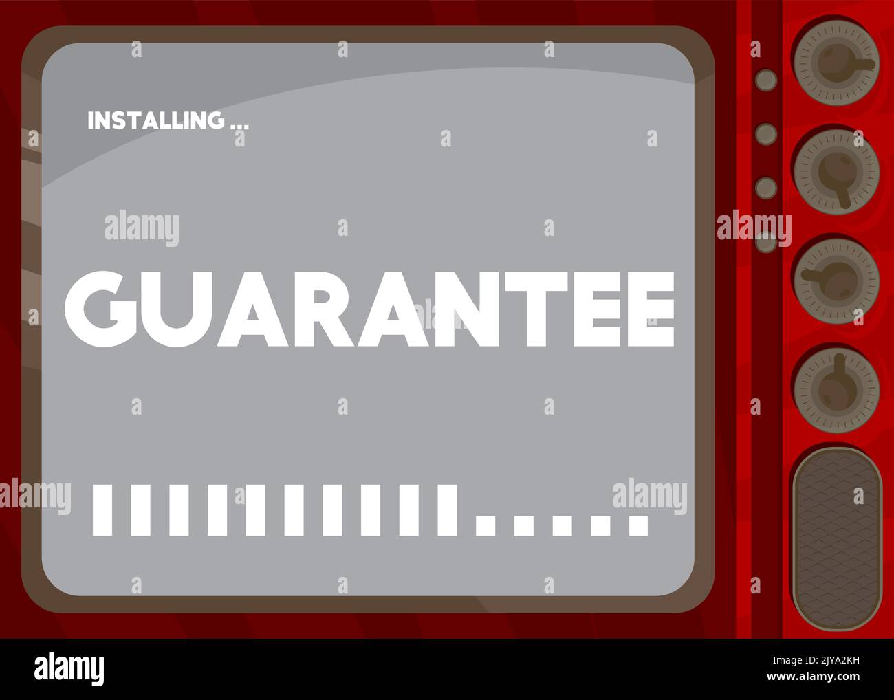 Cartoon Computer With the word Guarantee. Message of a screen ...