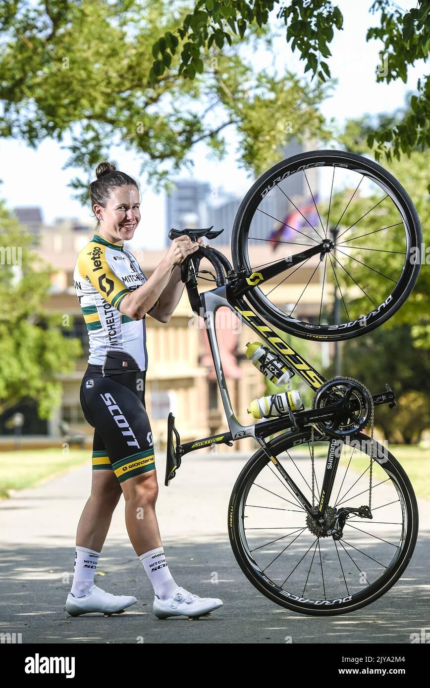 Australian road race champion Amanda Spratt poses for a photo at ...