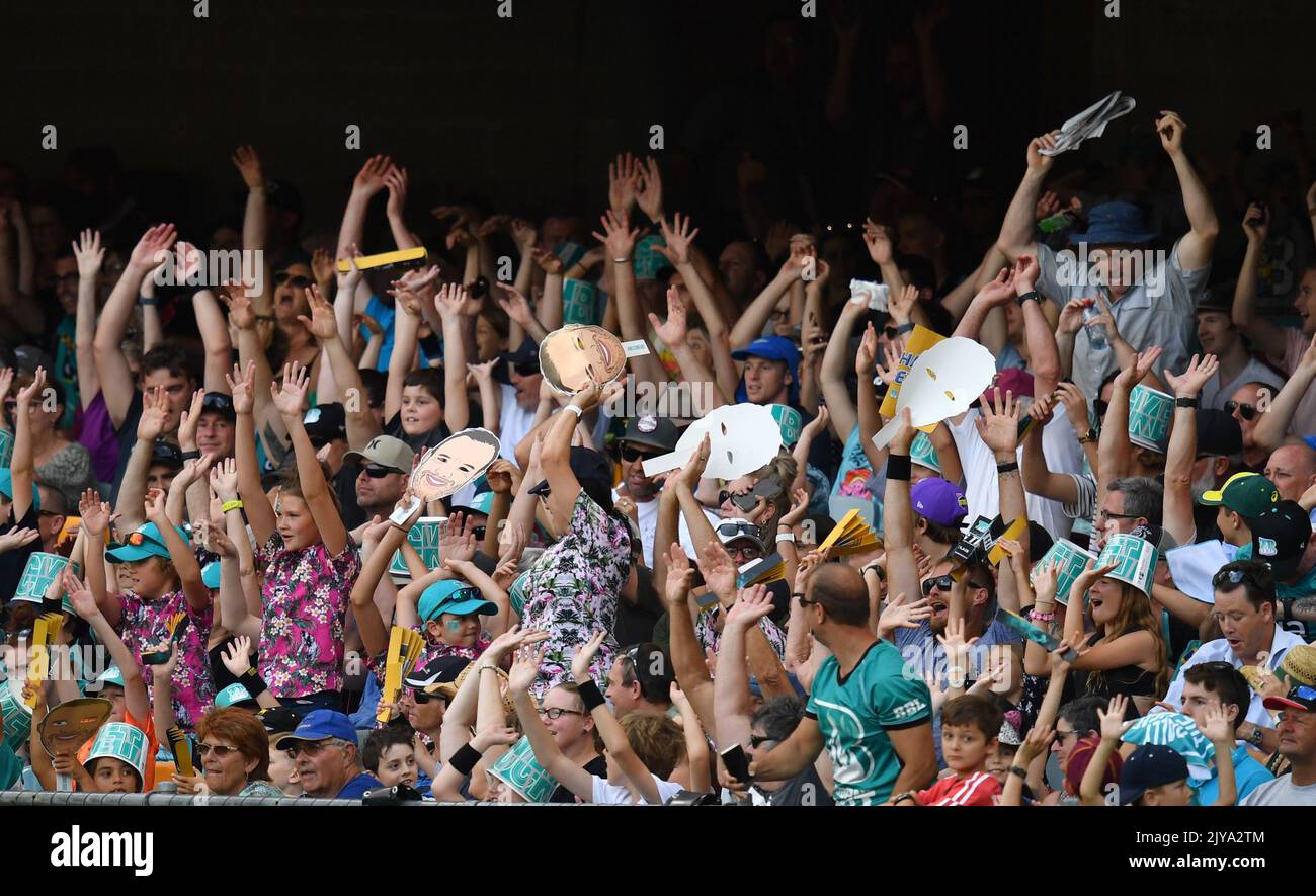 Fans are seen during the Big Bash League (BBL)cricket match between the ...