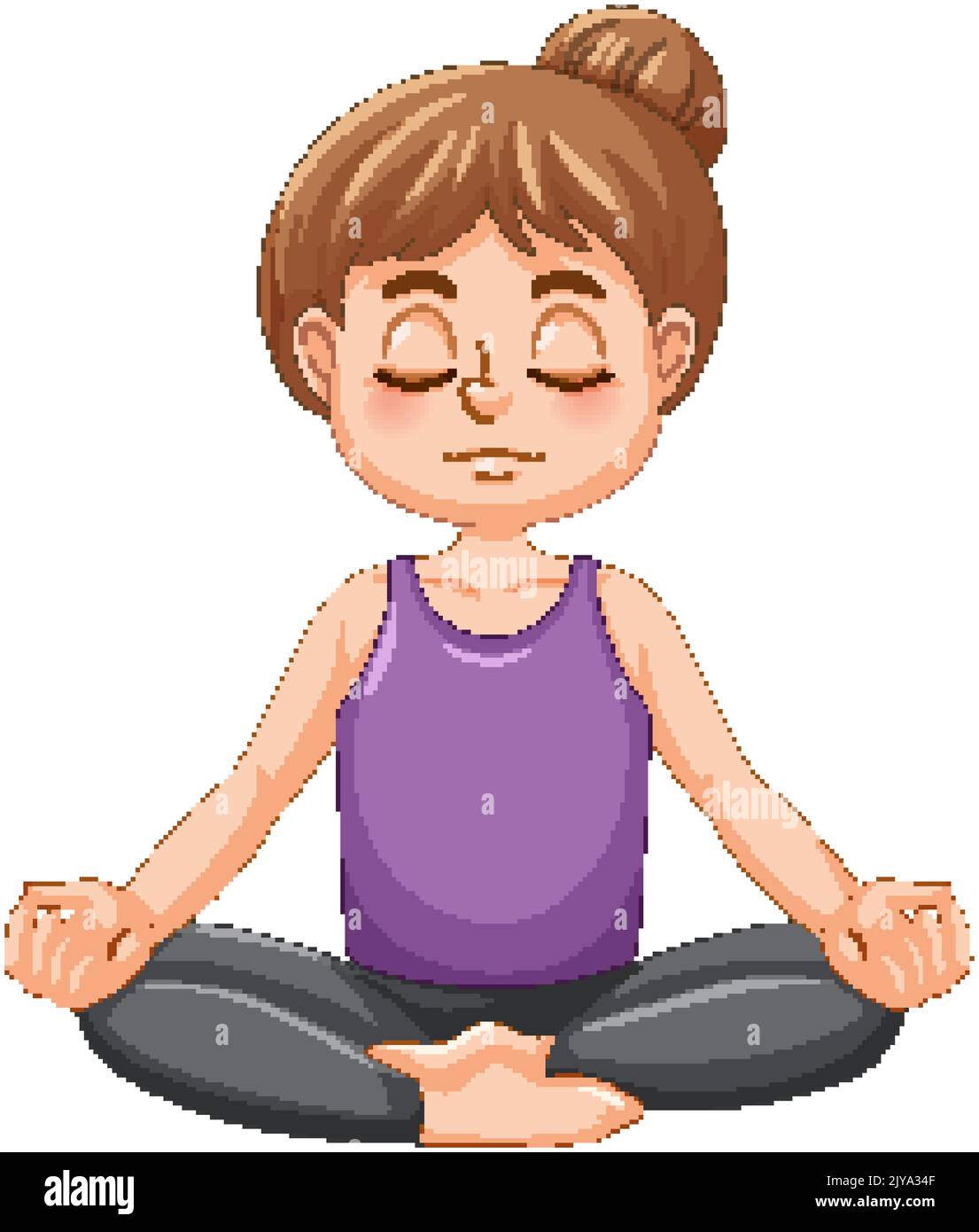 A girl doing yoga cartoon character illustration Stock Vector Image ...