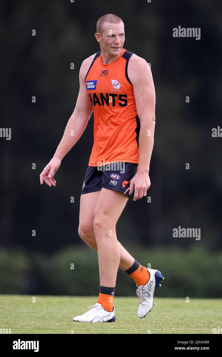 GWS Giants player Sam Jacobs takes part in a training session at Giants ...