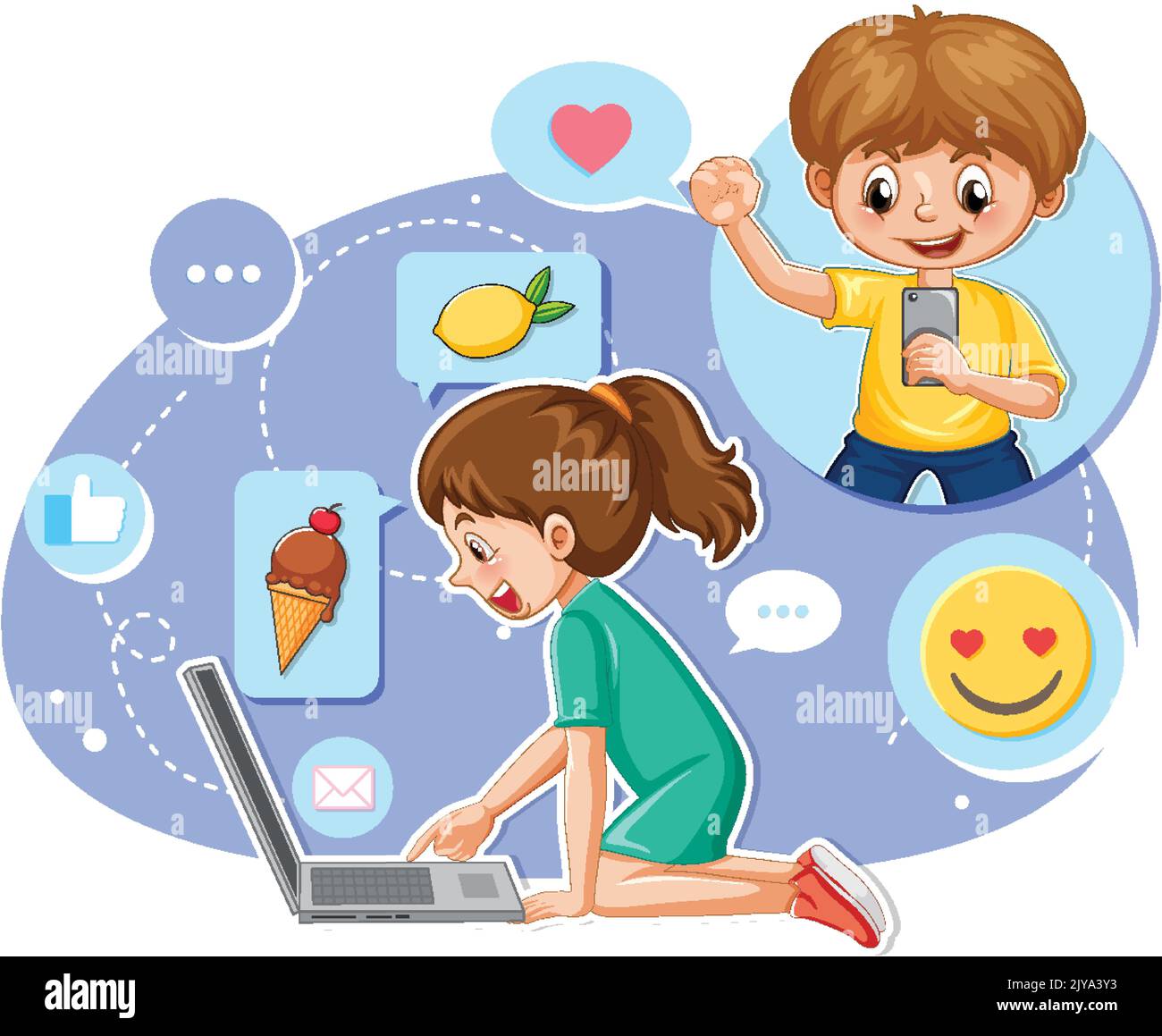 A girl browsing social media illustration Stock Vector Image & Art - Alamy