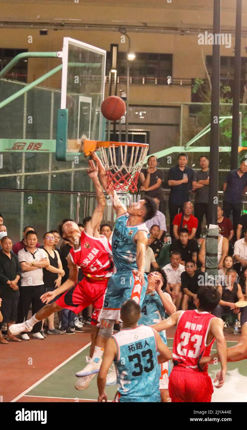 CHONGQING, CHINA - SEPTEMBER 6, 2022 - Photo show a night basketball ...