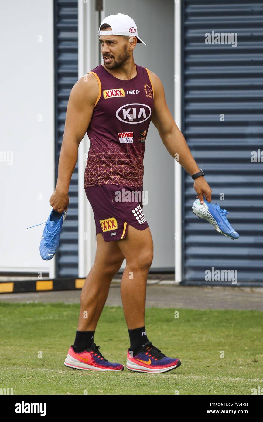 Jordan Kahu during a Brisbane Broncos NRL training session at the ...