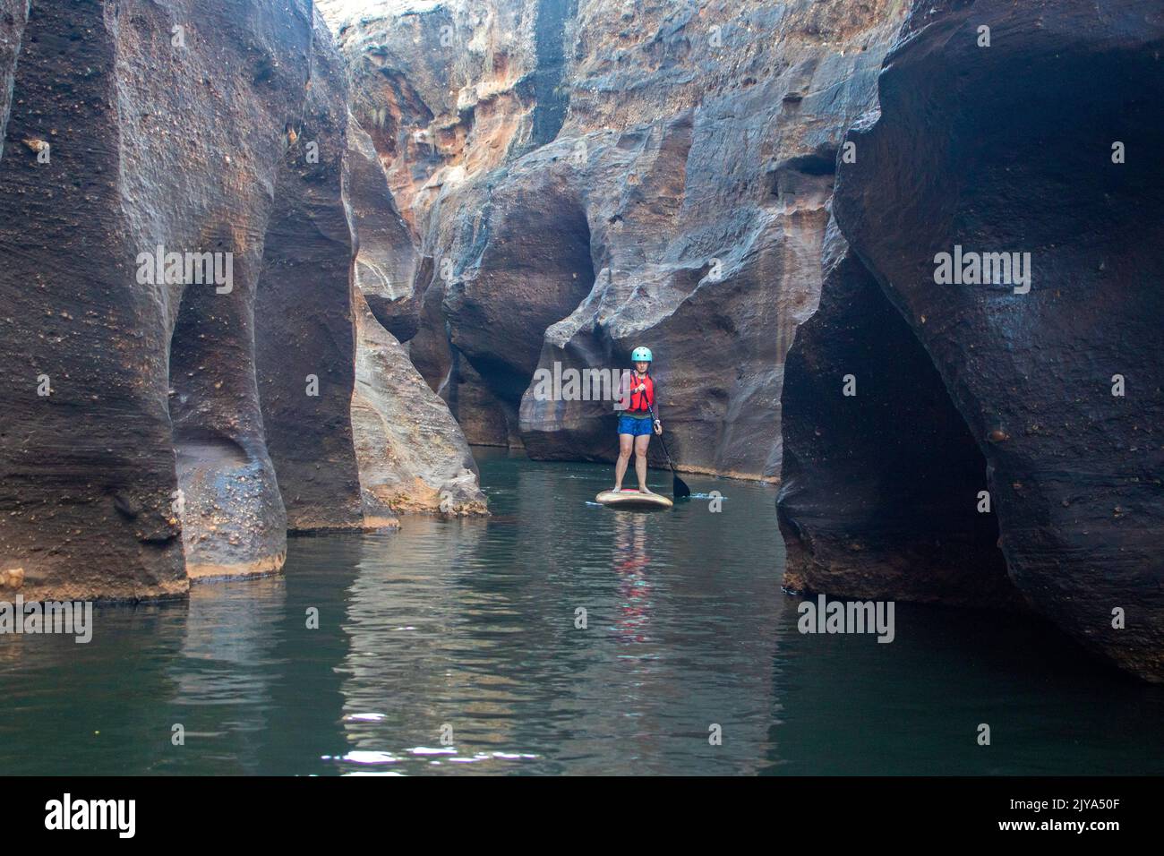 Stand-up paddleboarding in Cobbold Gorge Stock Photo - Alamy