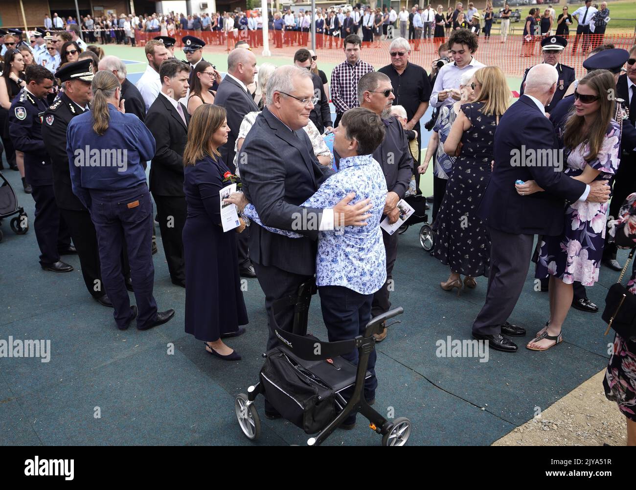 Prime Minister Scott Morrison embraces Sam’s mother, Christine during ...