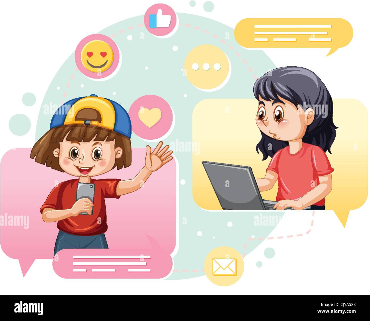 A girl browsing social media illustration Stock Vector Image & Art - Alamy