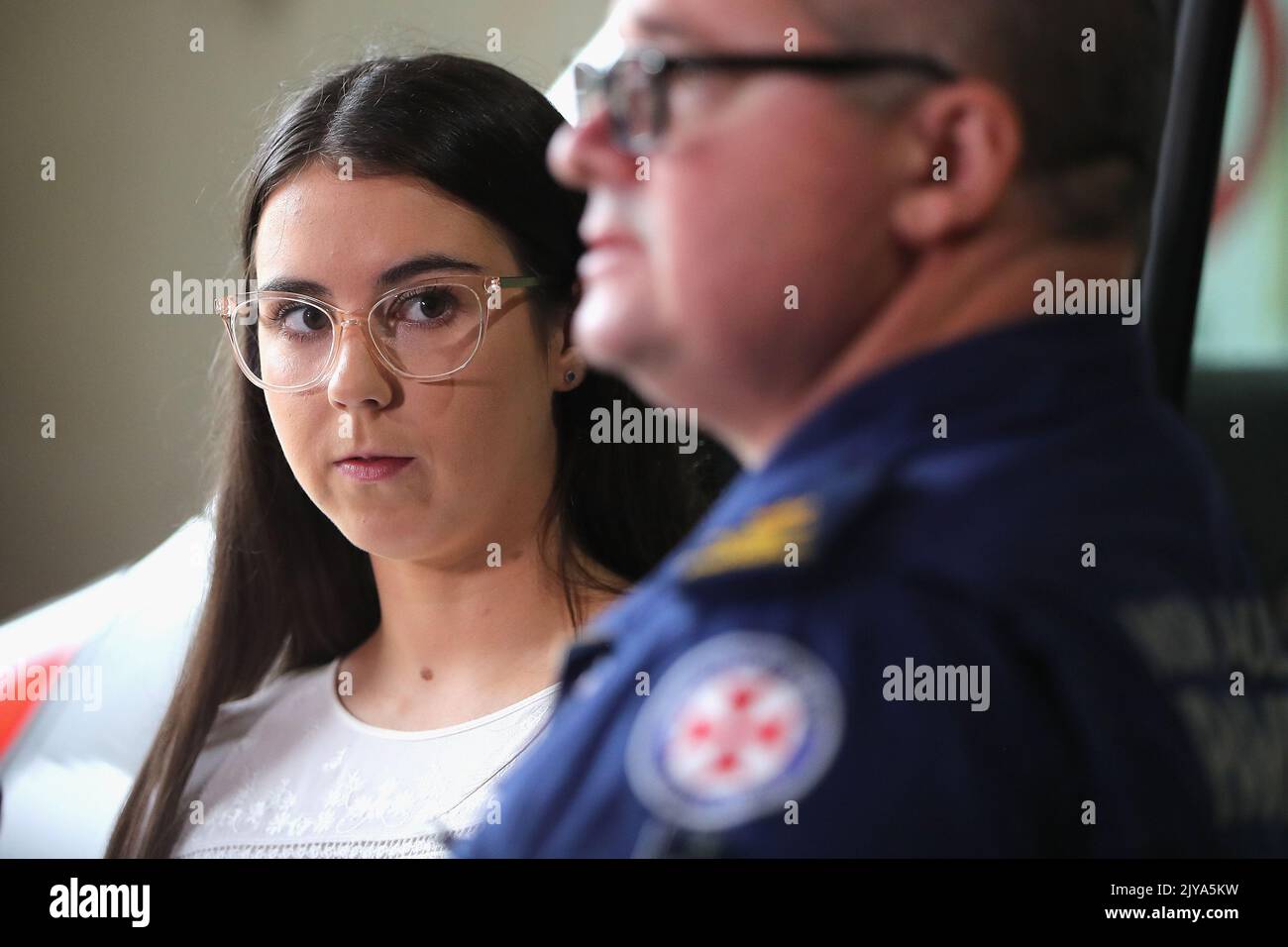 Nurse Grace Jones looks on during a press conference at the Castle Hill ...