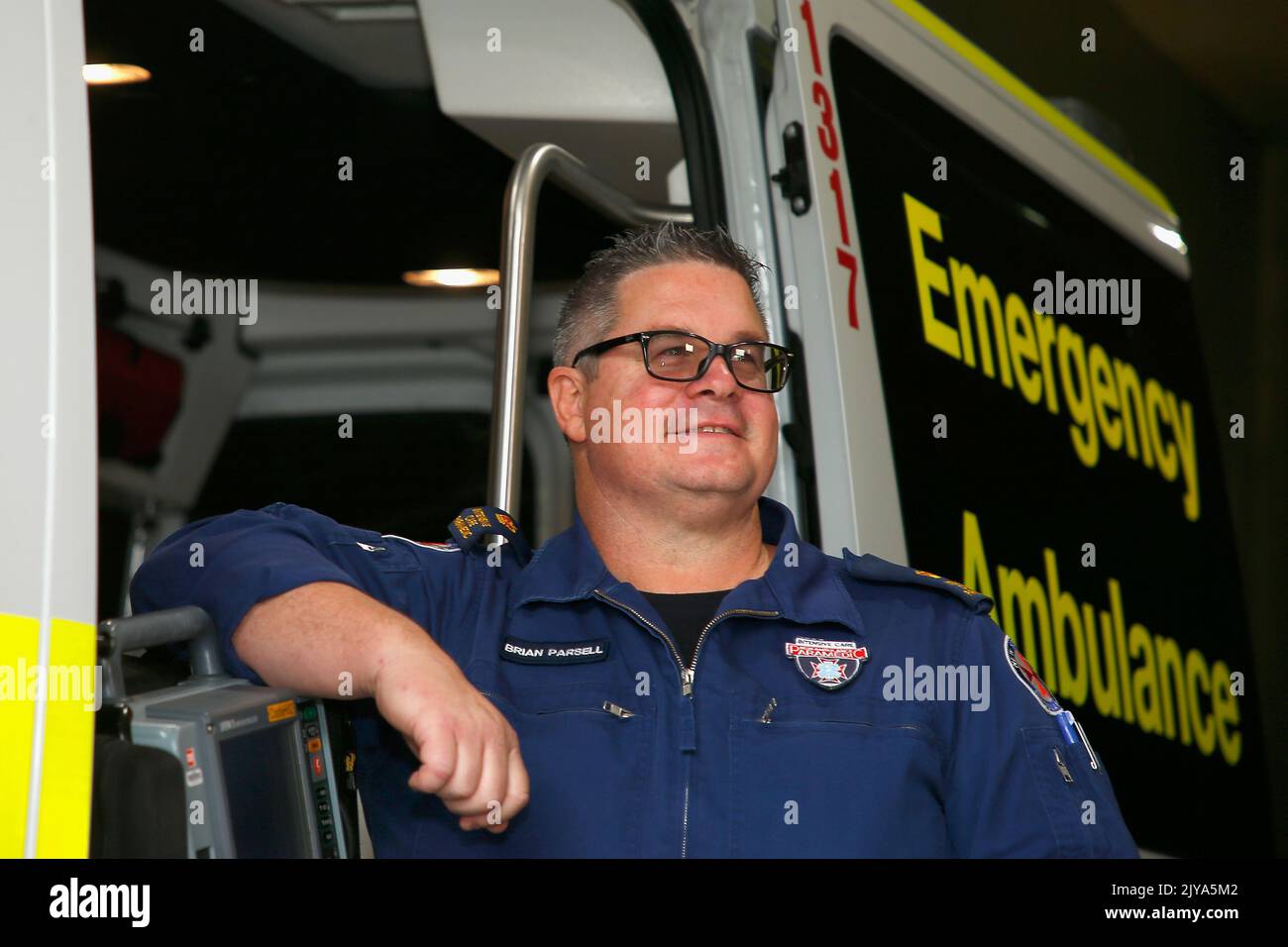 ICU paramedic Brian Parcell poses for a photo during a press conference ...