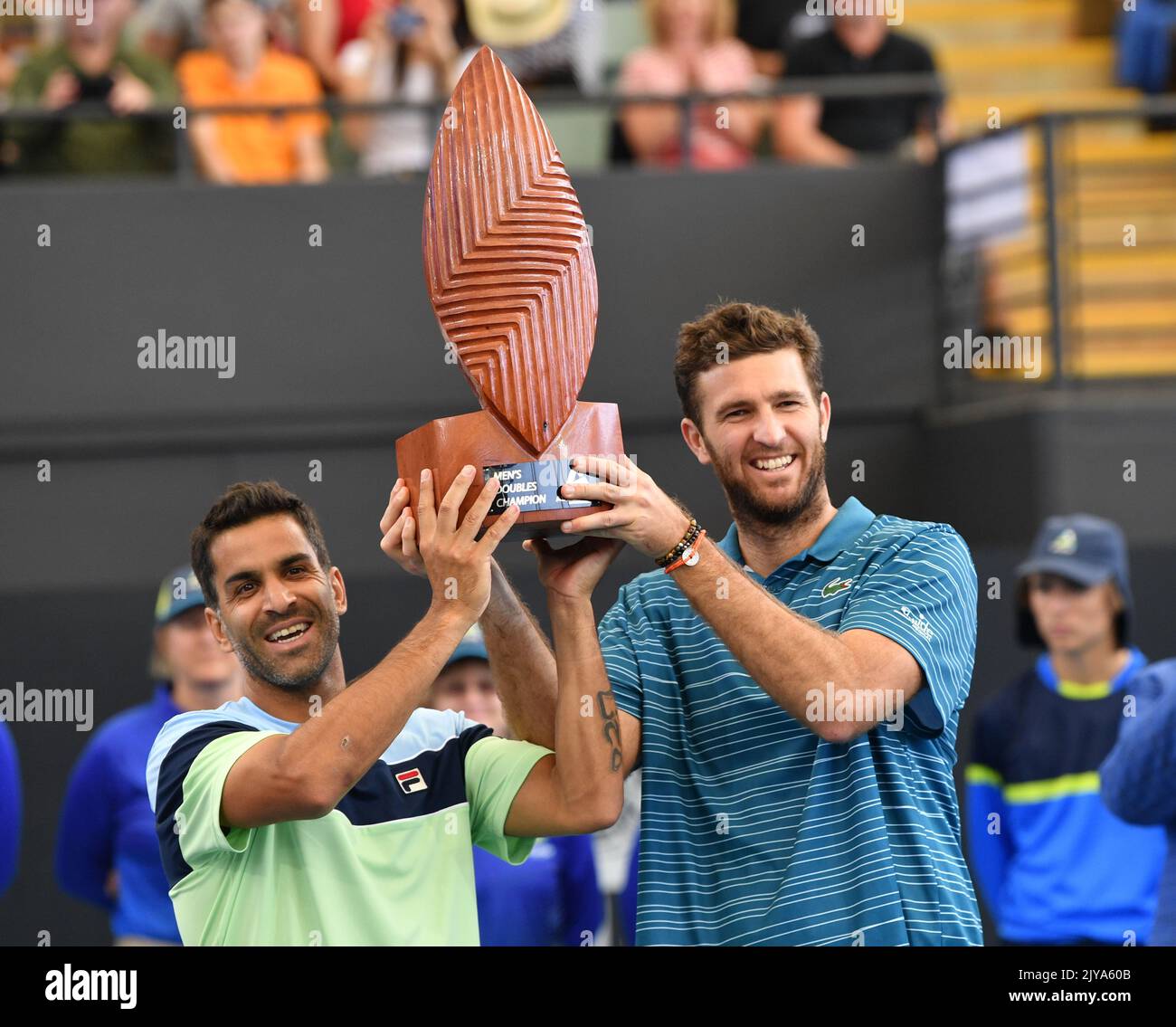 Manuel (Maximo) Gonzalez and Fabrice Martin are seen after winning the ...