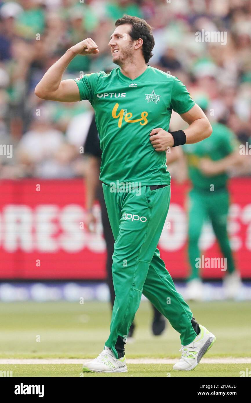 Daniel Worrall of the Stars celebrates a wicket during the Big Bash ...