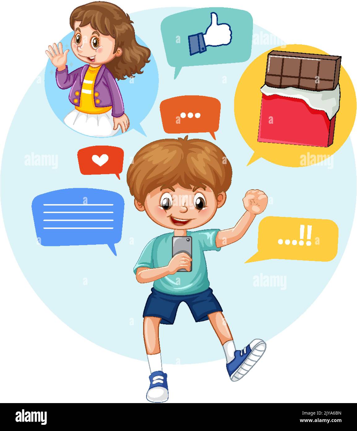 A boy using smartphone illustration Stock Vector Image & Art - Alamy