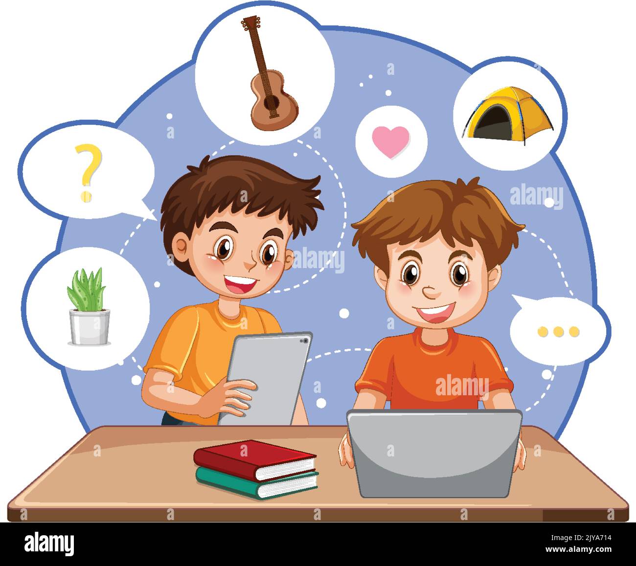 Children browsing internet on their laptop illustration Stock Vector ...