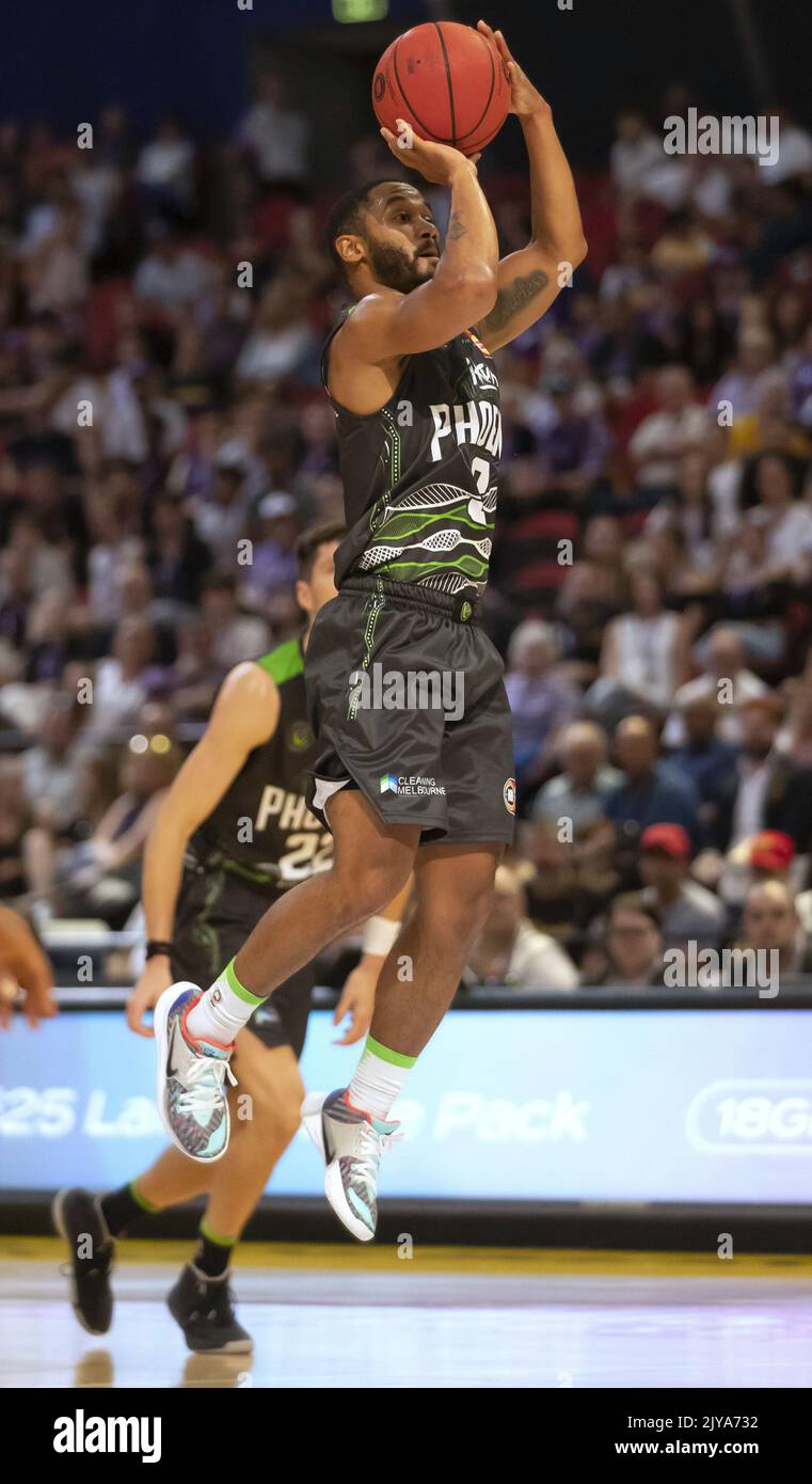 John Roberson of the Phoenix shoots during the Round 16 NBL match ...