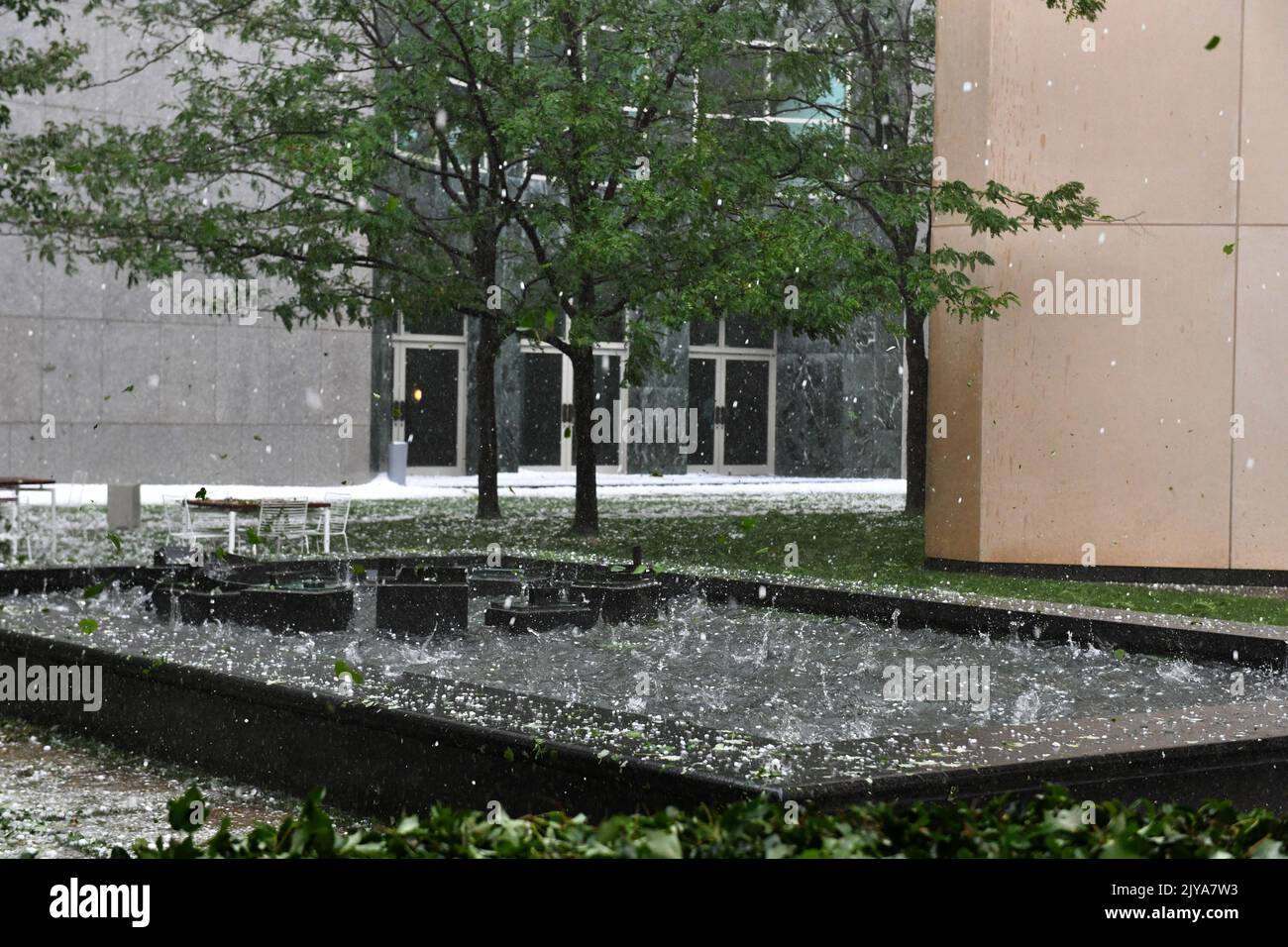 Golf ball size hail after a severe hail storm hit a pool at Parliament ...