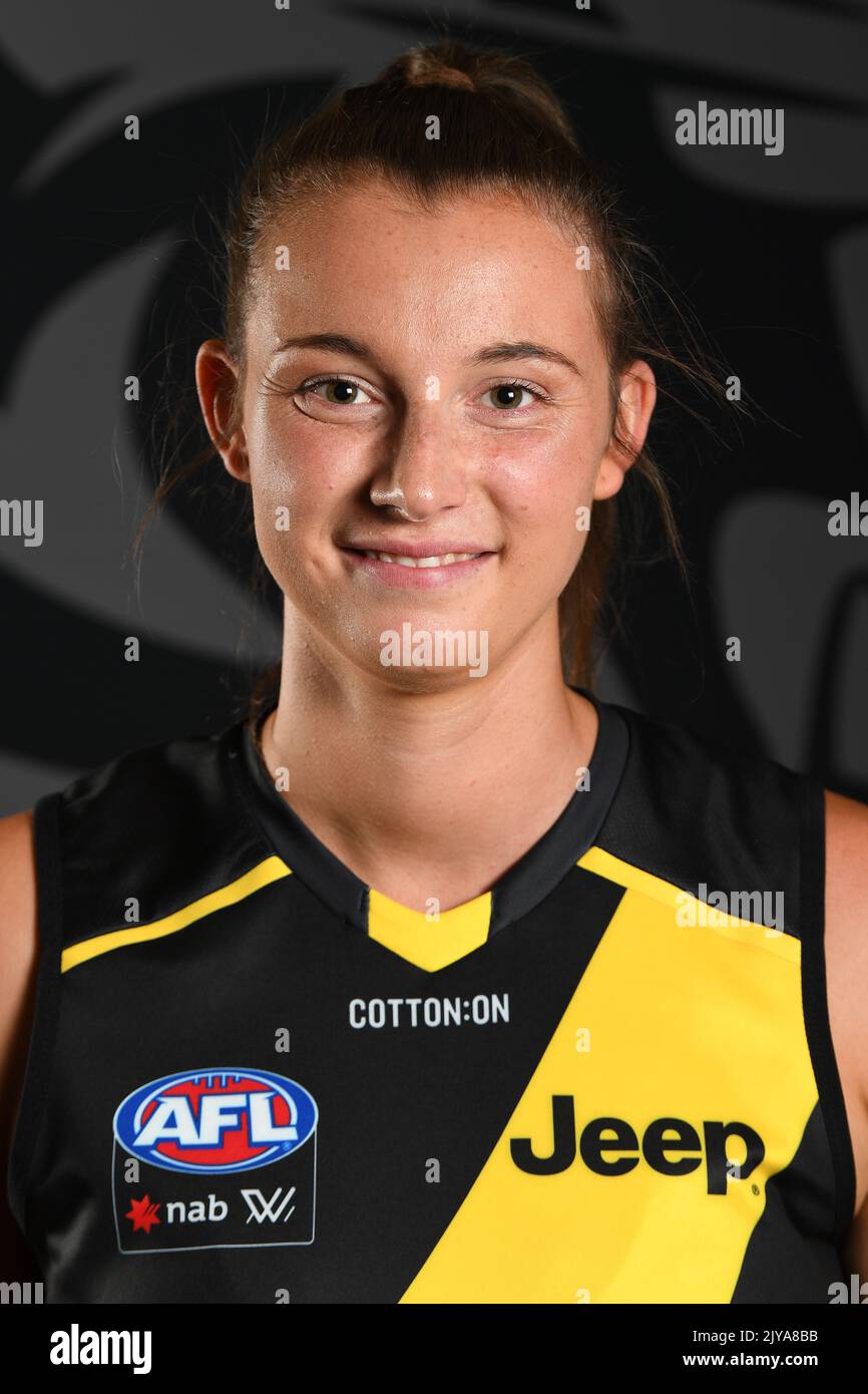 Cleo-Saxon Jones of the Tigers poses for a photograph in the Swinburne ...