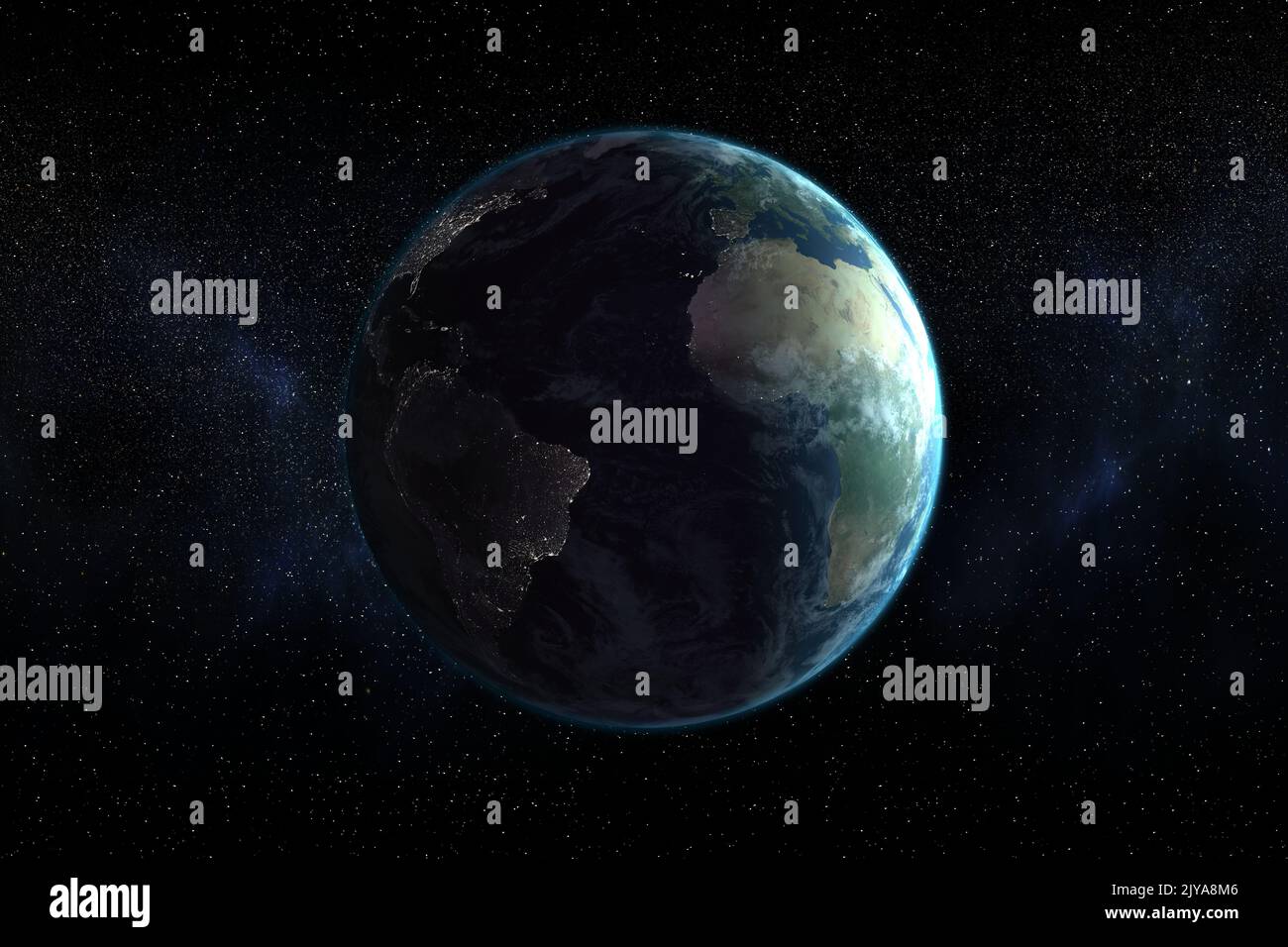 Satellite view of earth with Pacific Ocean in Galaxy Stock Photo - Alamy