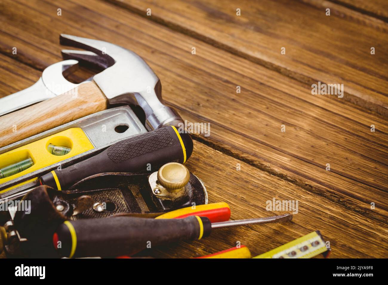 Desk with tools Stock Photo - Alamy