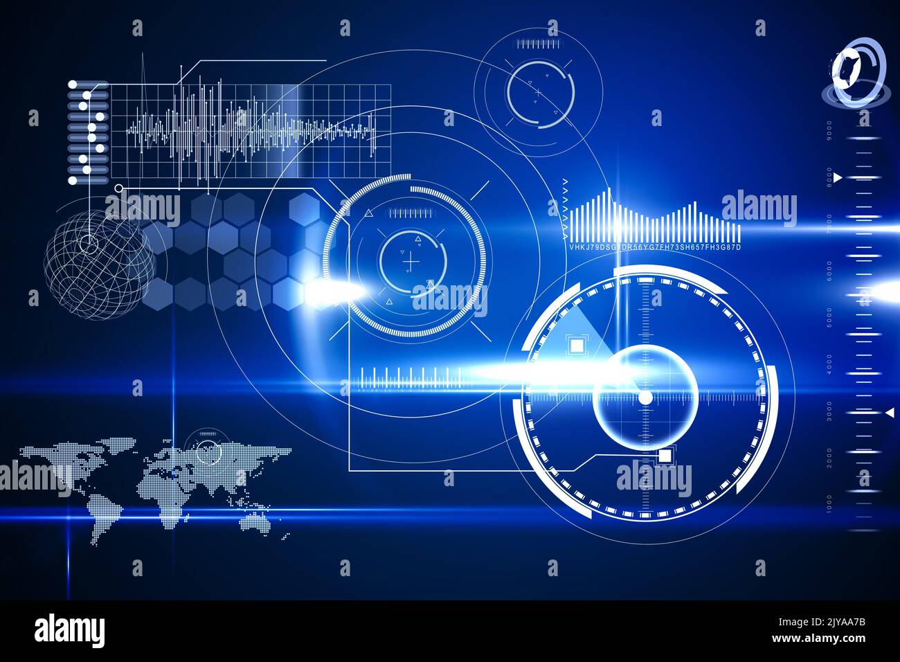Digitally generated blue technology interface with glow Stock Photo - Alamy