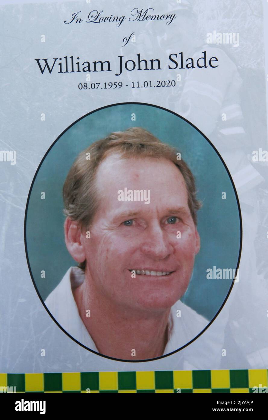 The cover of the order of service is seen during the funeral for ...