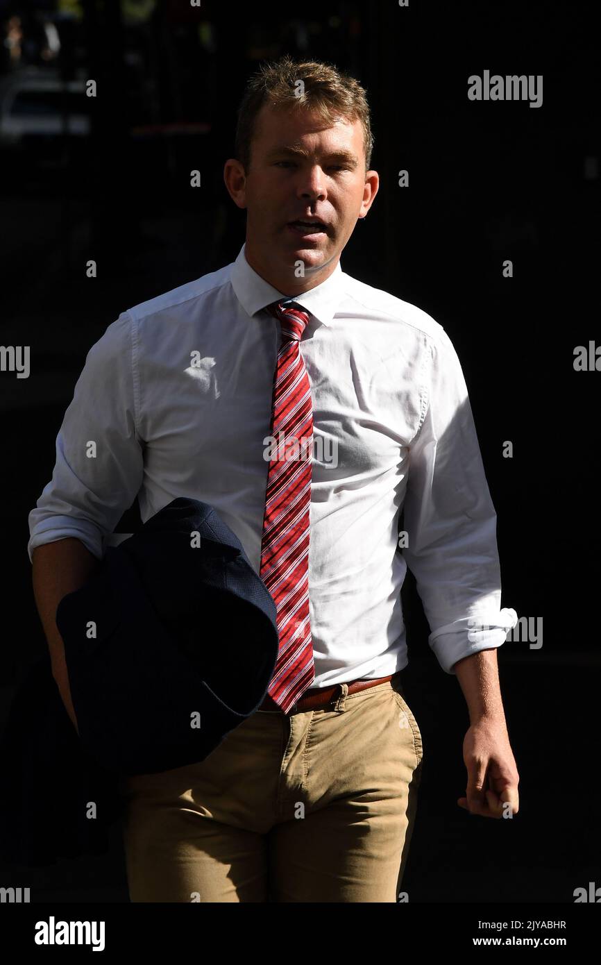 Nick Warby arrives at the Downing Centre Local Court in Sydney ...