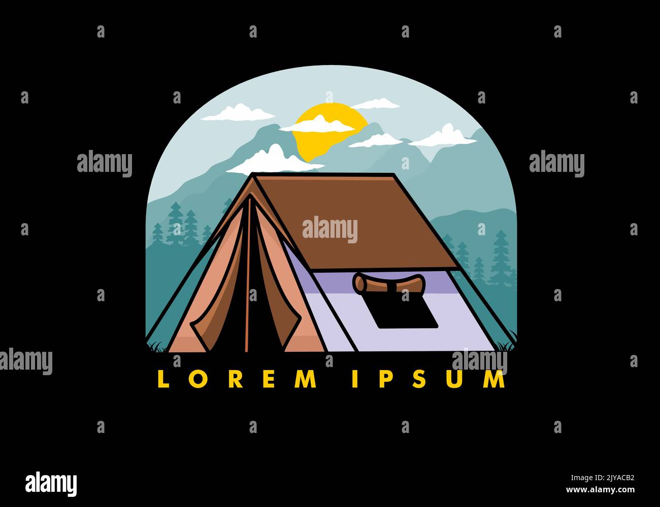 Colorful double layer tent flat illustration badge design Stock Vector ...