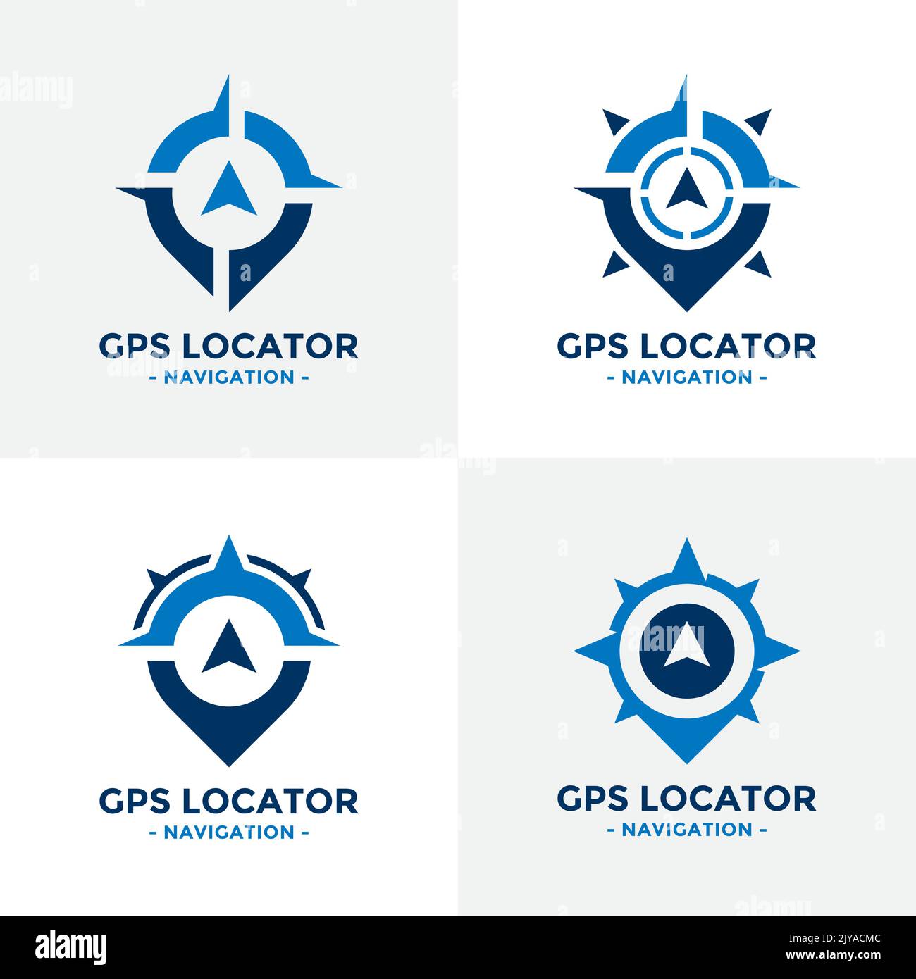 Set Of Gps Locator Logo Design Template Compass And Gps Map Location Icon Vector Combination