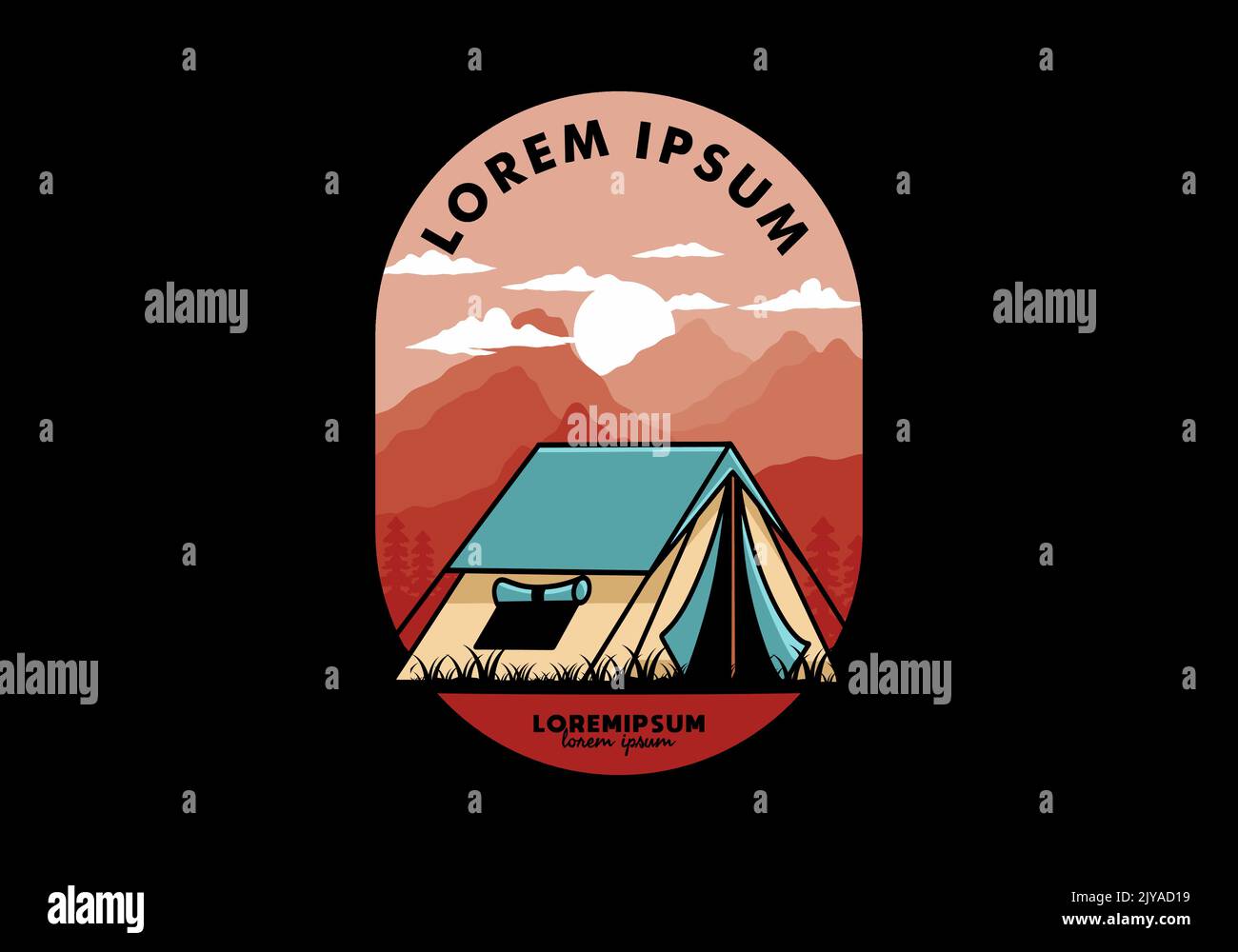 Colorful double layer tent flat illustration badge design Stock Vector ...