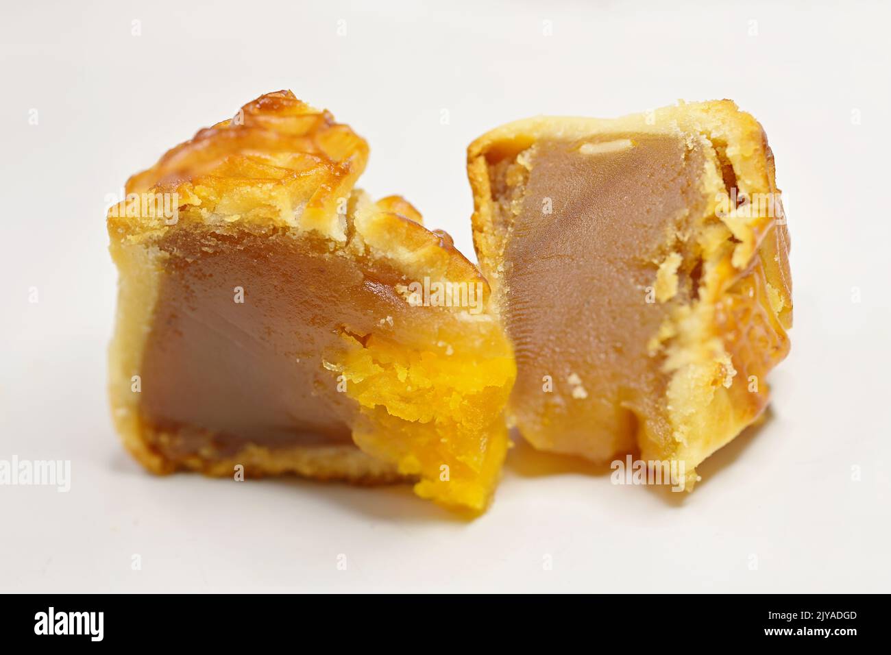 Bite-size wedges of traditional Chinese mooncakes with lotus seed paste ...