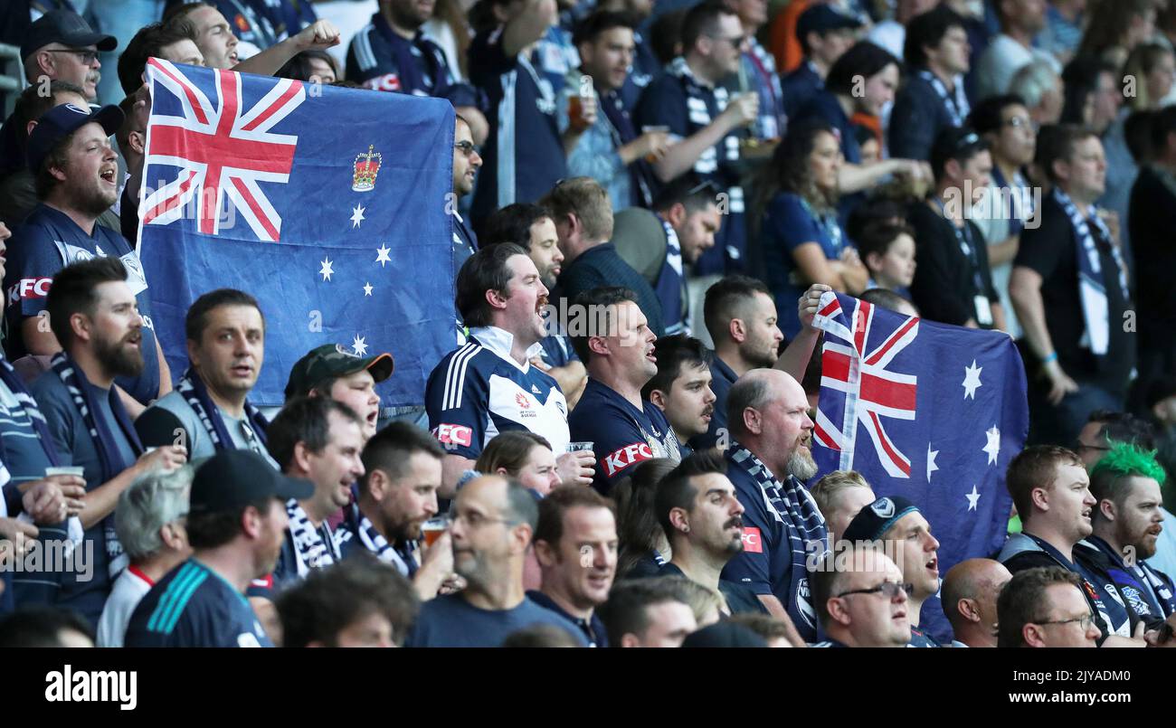 Melbourne Victory fans during the Round 16 A-League match between ...