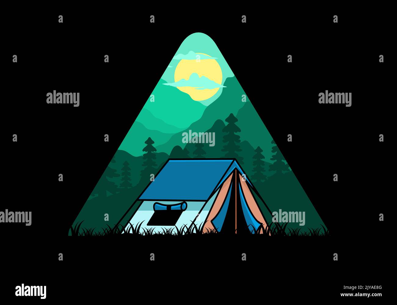 Colorful double layer tent flat illustration badge design Stock Vector ...