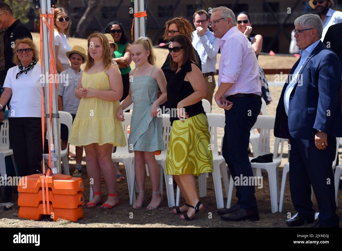 Prime Minister Scott Morrison, wife Jenny and daughters Abbey and Lily ...