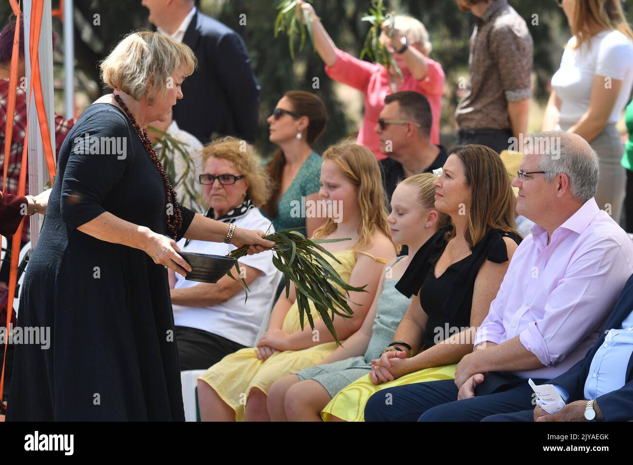 Prime Minister Scott Morrison, wife Jenny and daughters Abbey and Lily ...